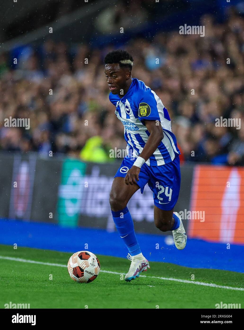 Brighton and Hove Albion's Simon Adingra in action during the UEFA ...