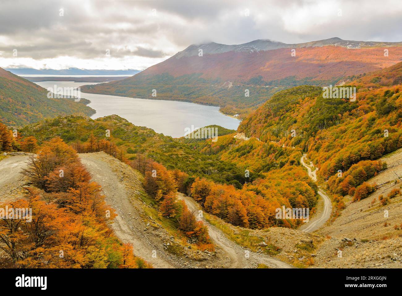 Lago escondido aerial shot landscape from mirador garibaldi viewpoint ...
