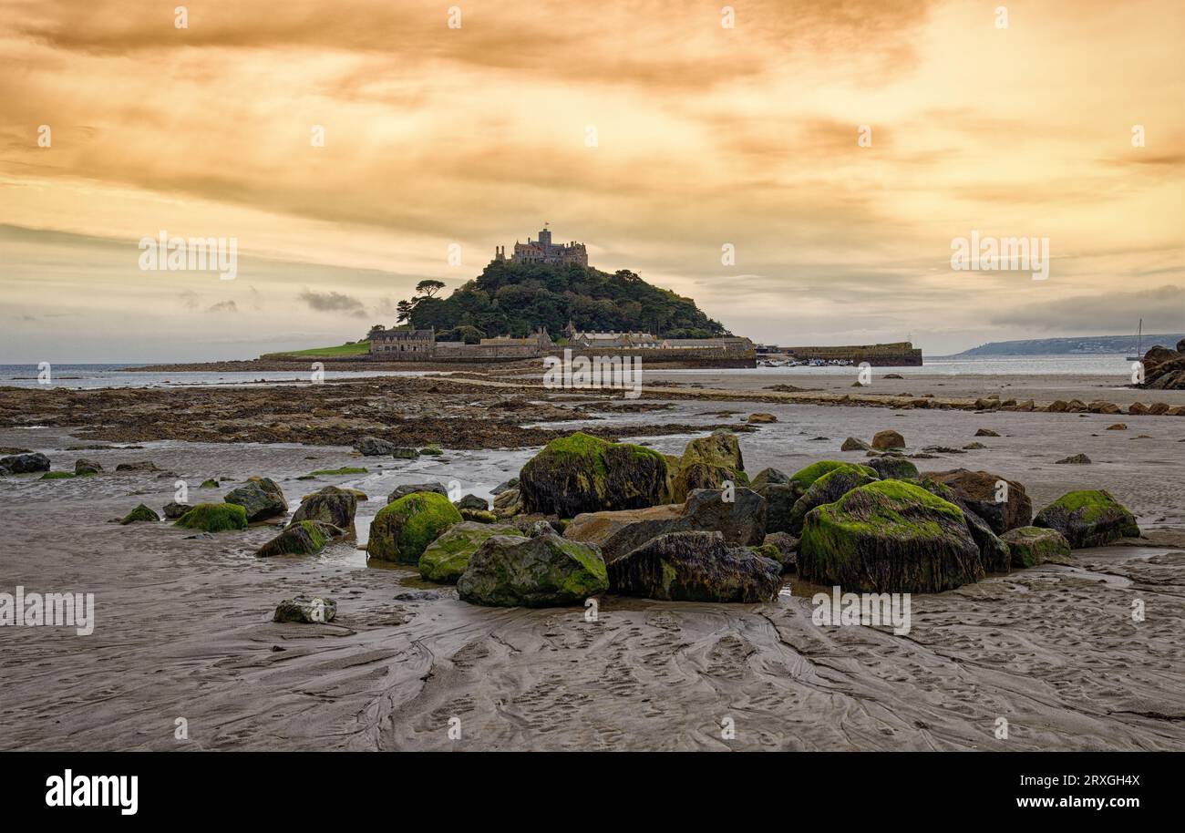 St Michaels Mount seen from Marazion in Cornwall England UK Stock Photo ...