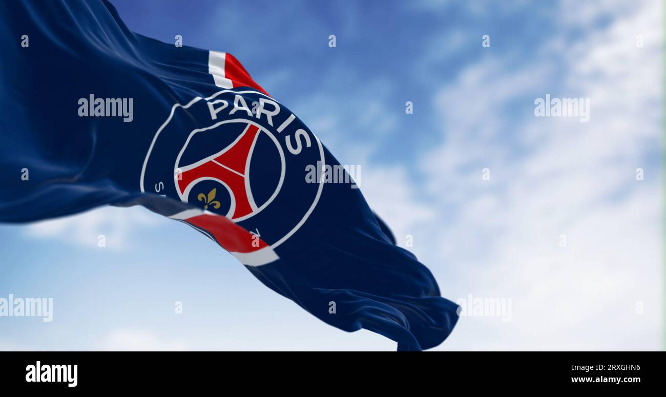 Paris, FR, July 20 2023: Paris Saint Germain football club waving on a ...