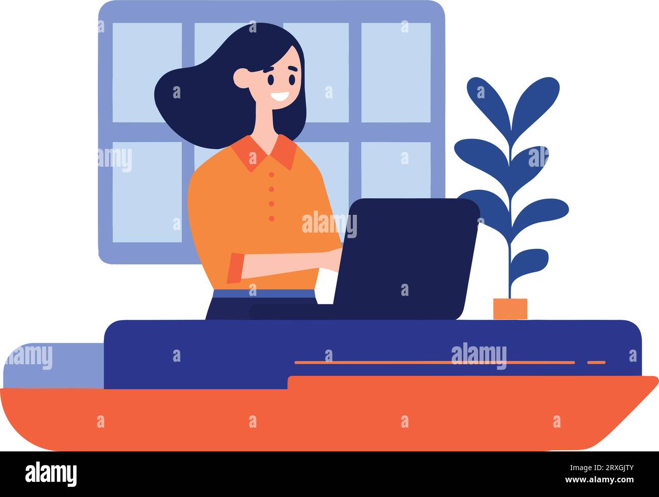 Hand Drawn Cashier or receptionist in a hotel in flat style isolated on ...