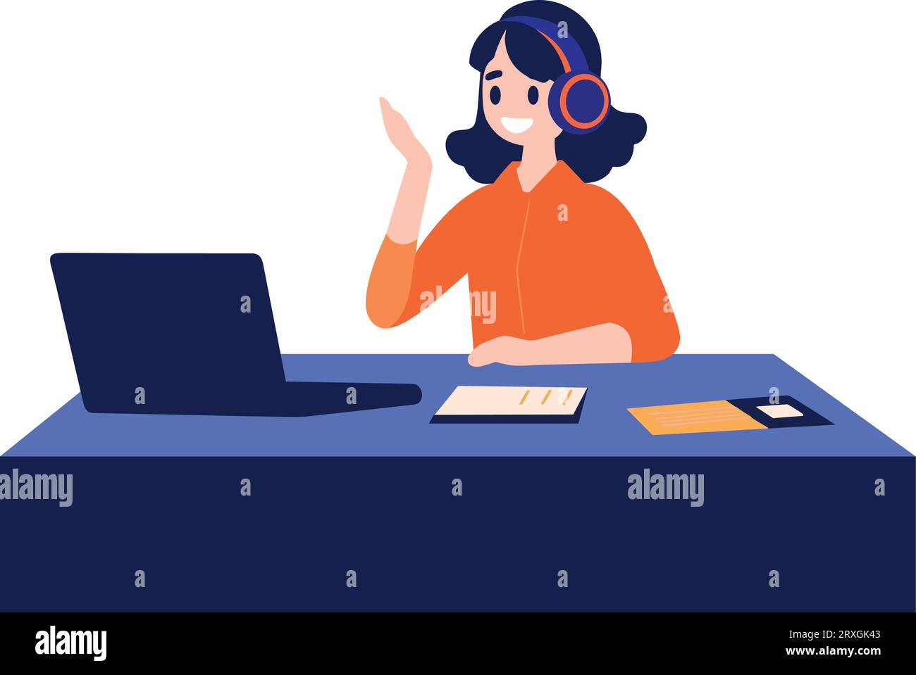 Hand Drawn Cashier or receptionist in a hotel in flat style isolated on ...