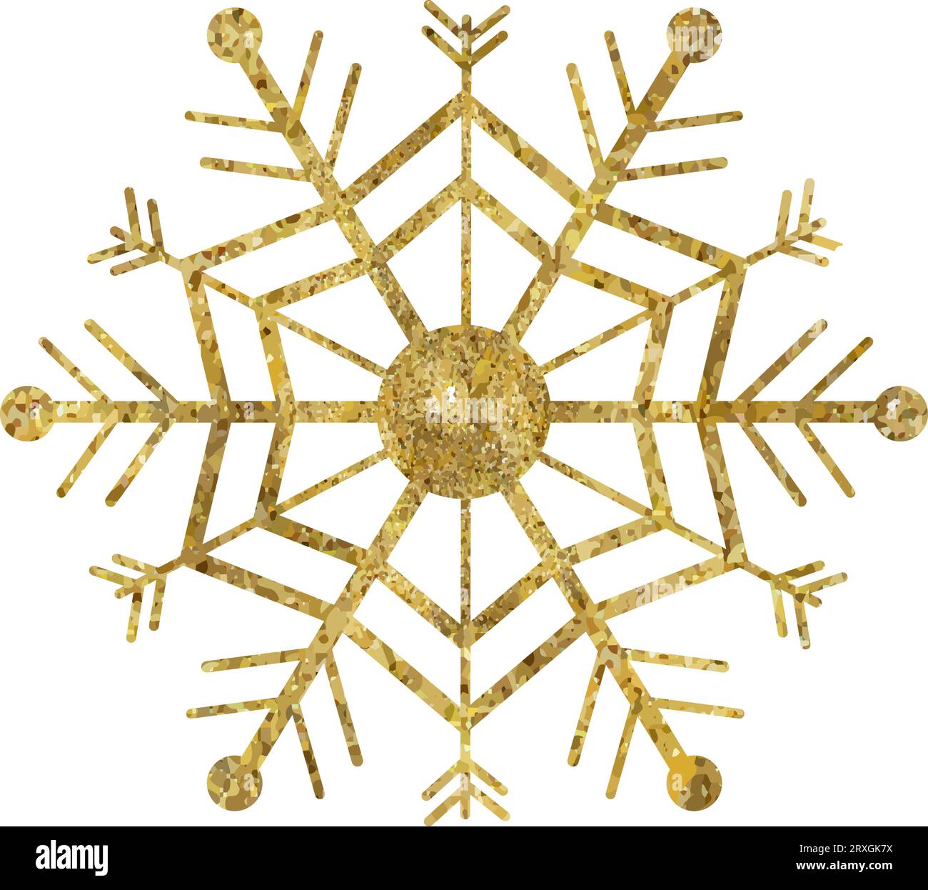 Golden snowflake crystal elegant line christmas decoration on white ...