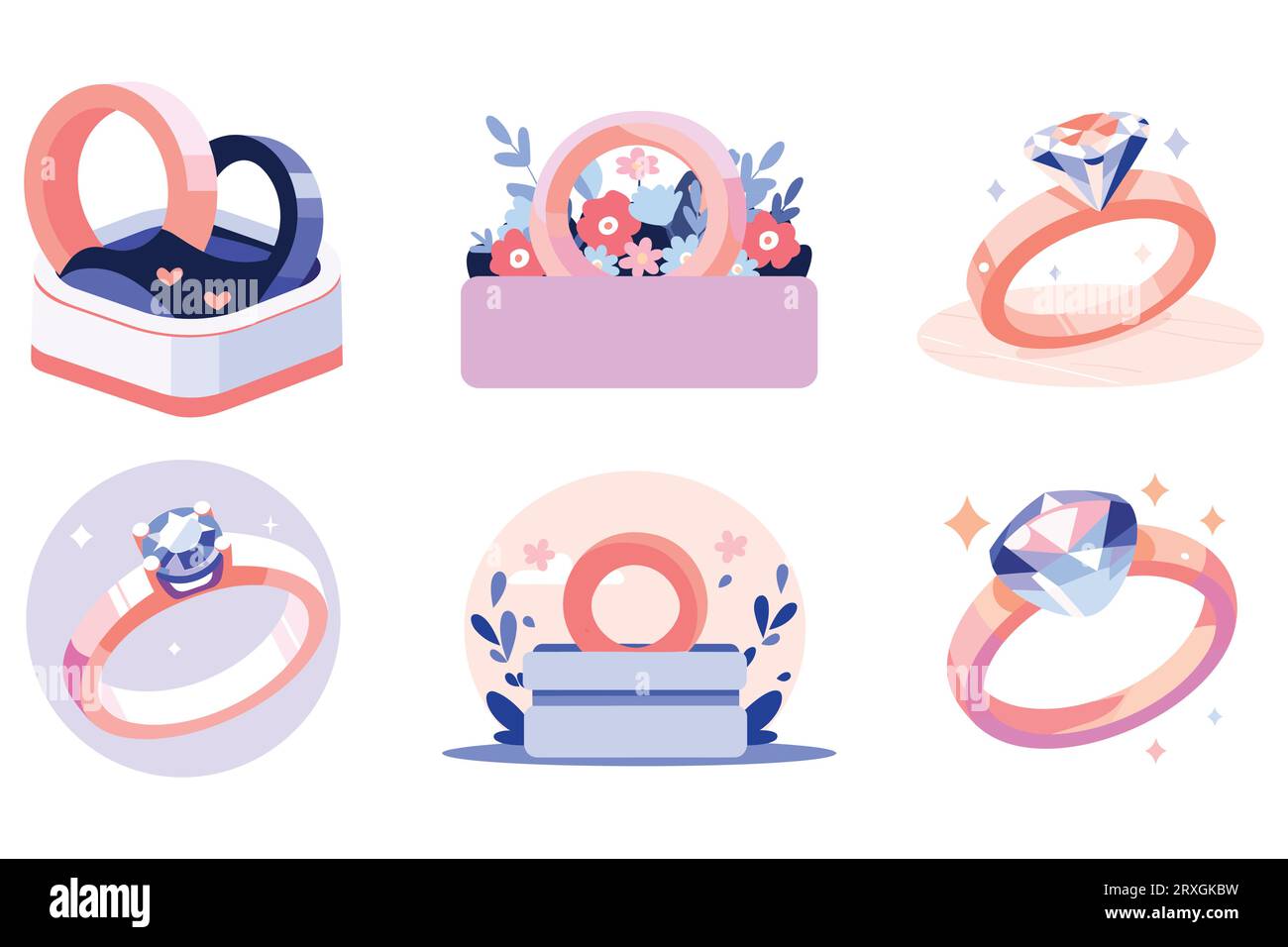 Hand Drawn wedding objects in a wedding concept in flat style isolated ...