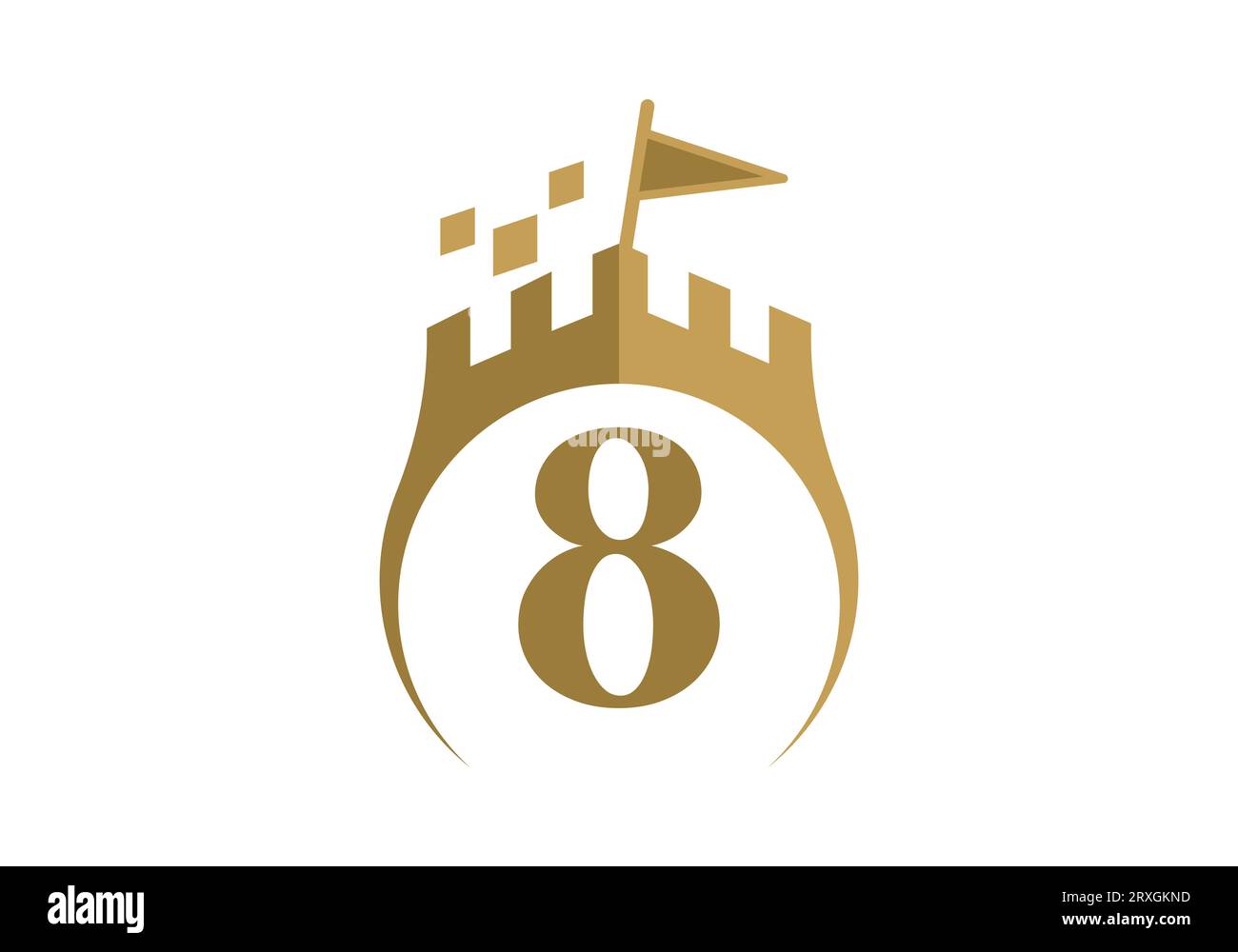 Letter 8 Castle Modern Logo Design Vector illustration template ...