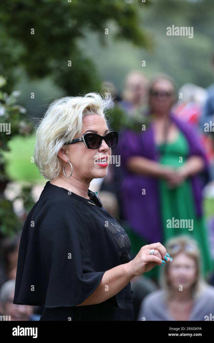 London, UK. 24th Sep, 2023. Kellie-Jay Keen speaks to the assembled ...