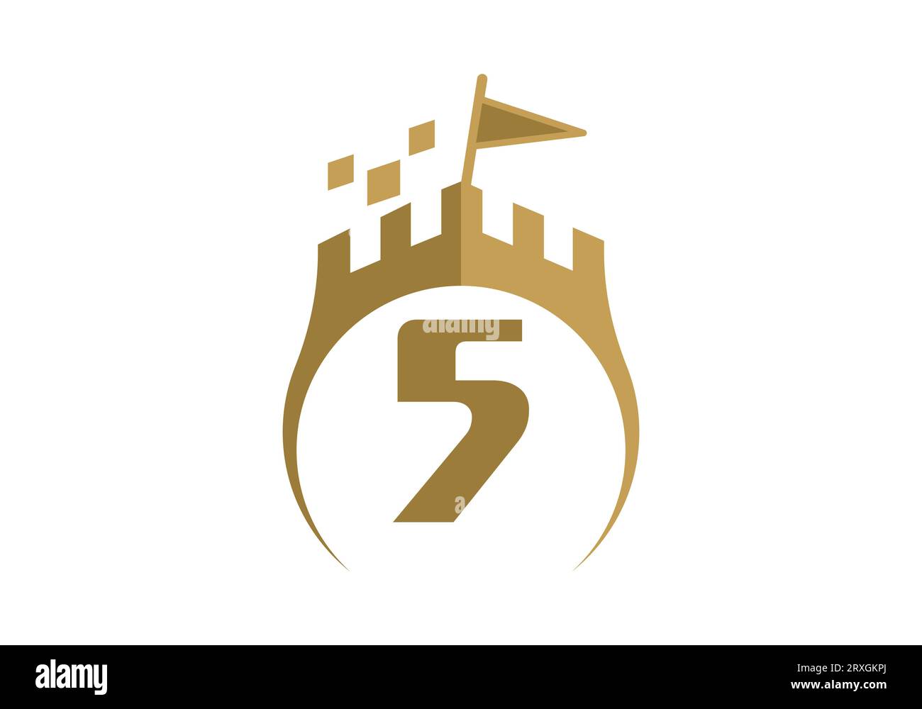 Letter 5 Castle Modern Logo Design Vector illustration template ...
