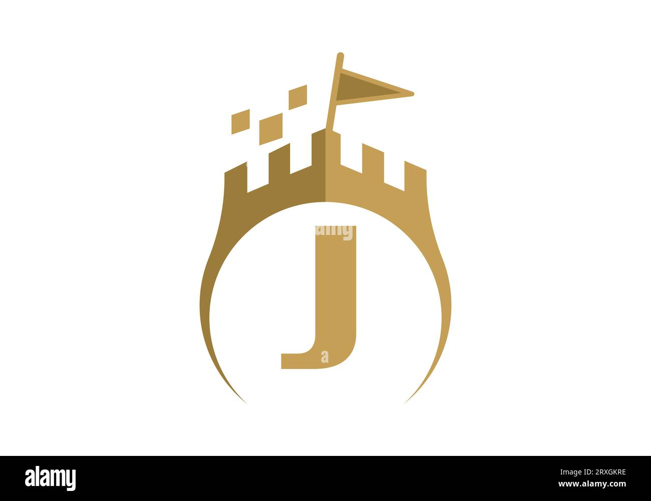 Letter J Castle Modern Logo Design Vector illustration template ...
