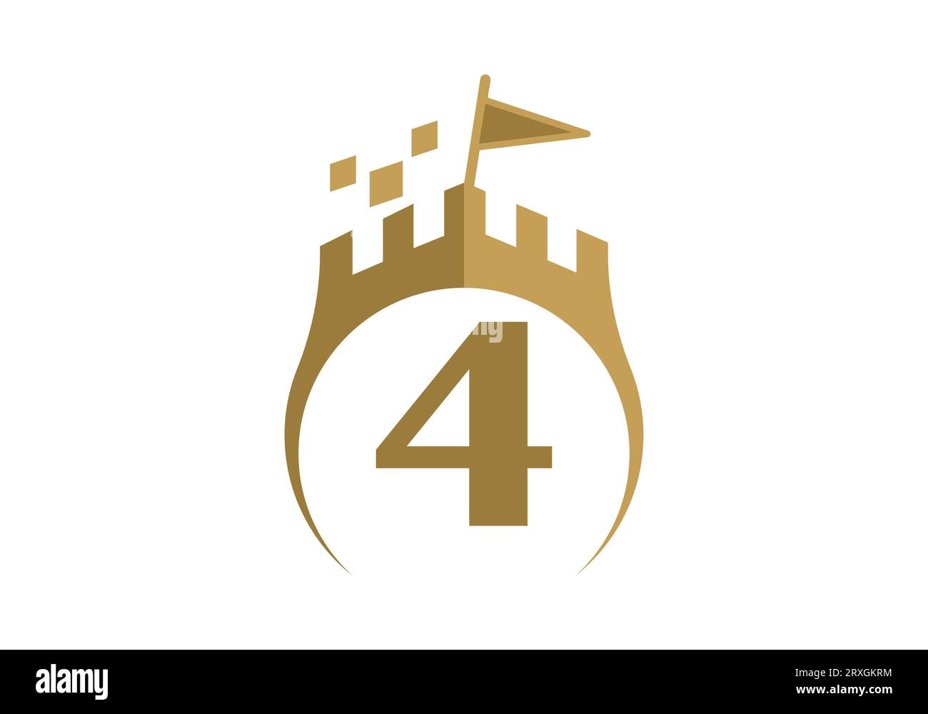 Letter 4 Castle Modern Logo Design Vector illustration template ...