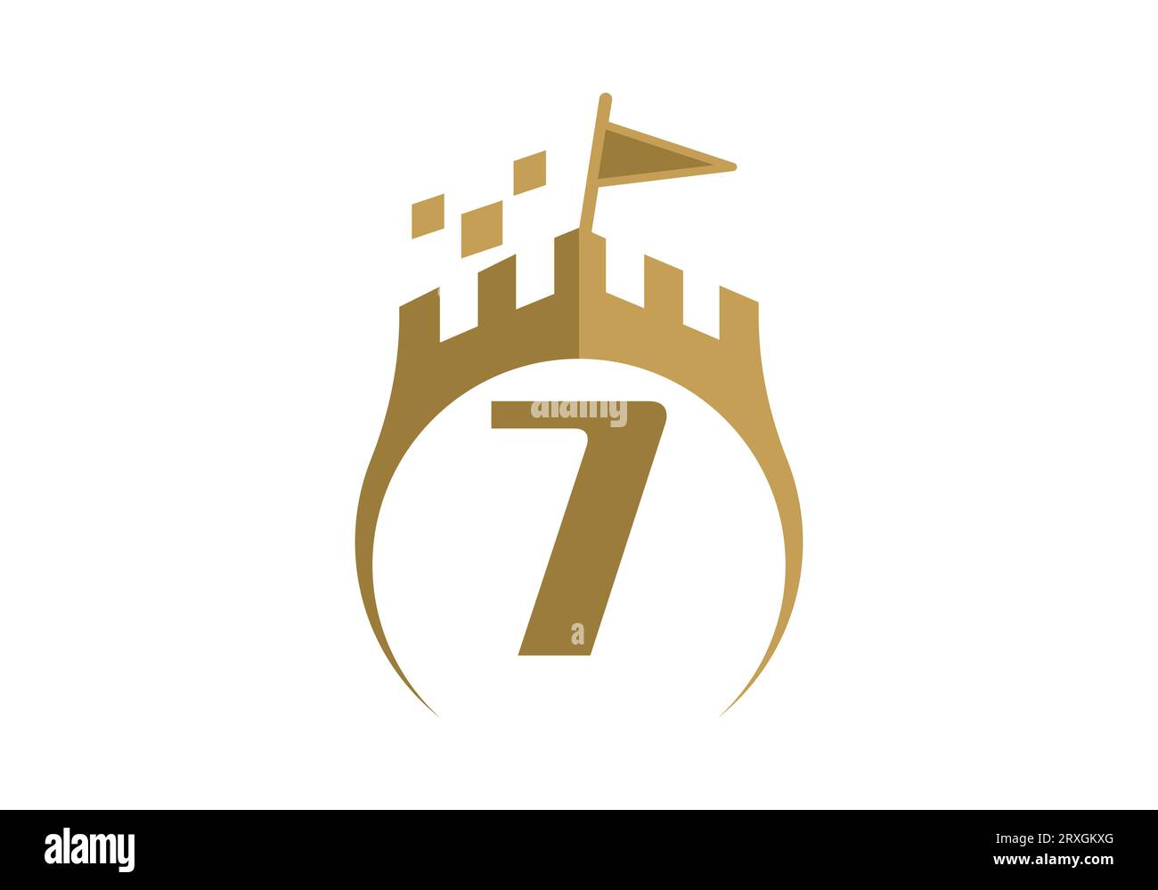 Letter 7 Castle Modern Logo Design Vector illustration template ...