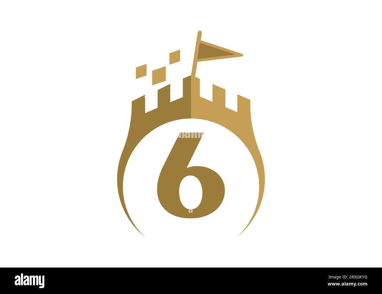 Letter 6 Castle Modern Logo Design Vector illustration template ...