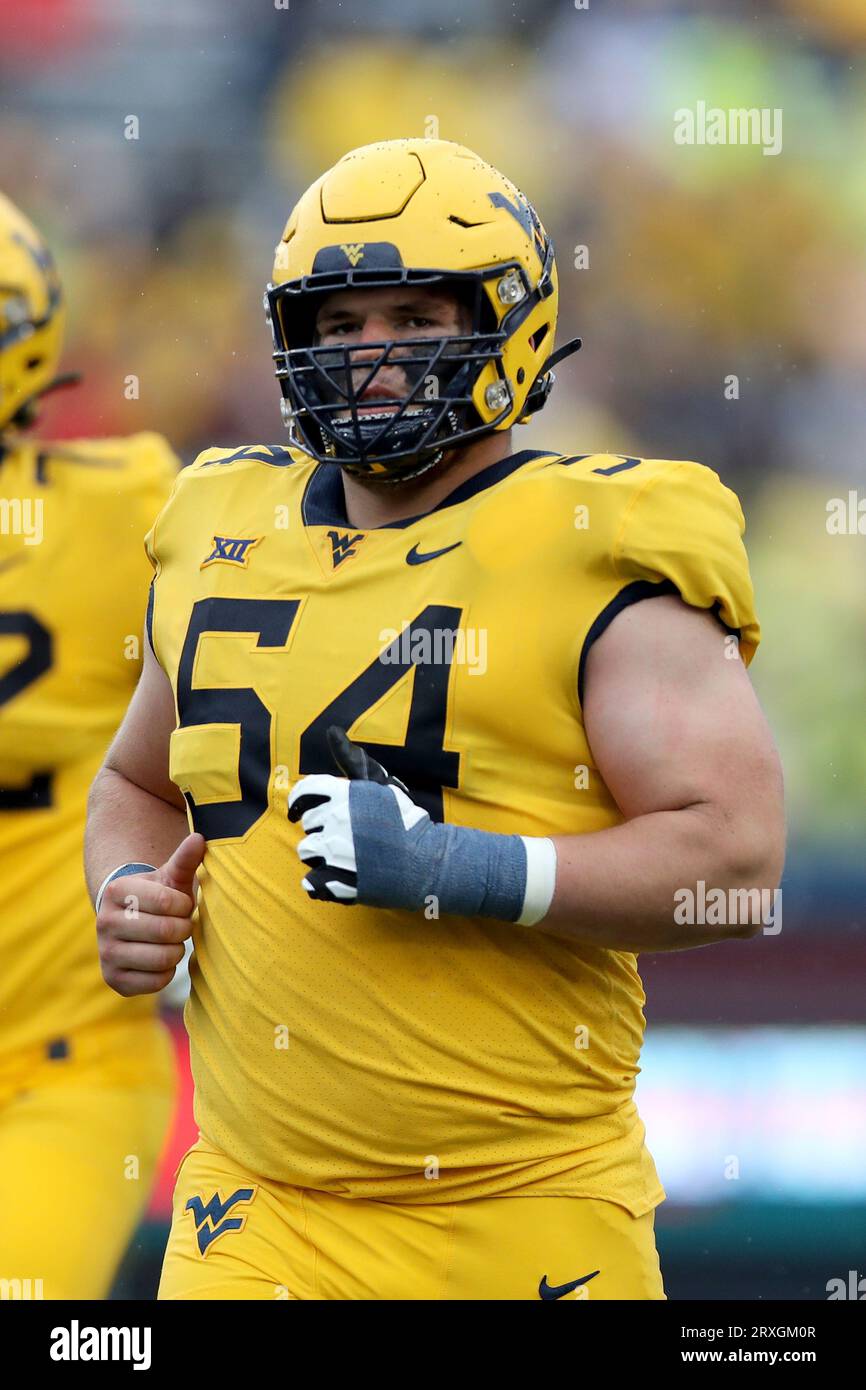 West Virginia's Zach Frazier (54) is seen against Texas Tech during an ...