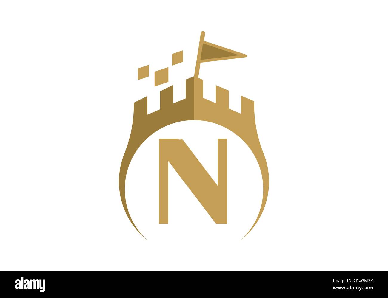 Letter N Castle Modern Logo Design Vector illustration template. Graphic Alphabet Symbol For ...