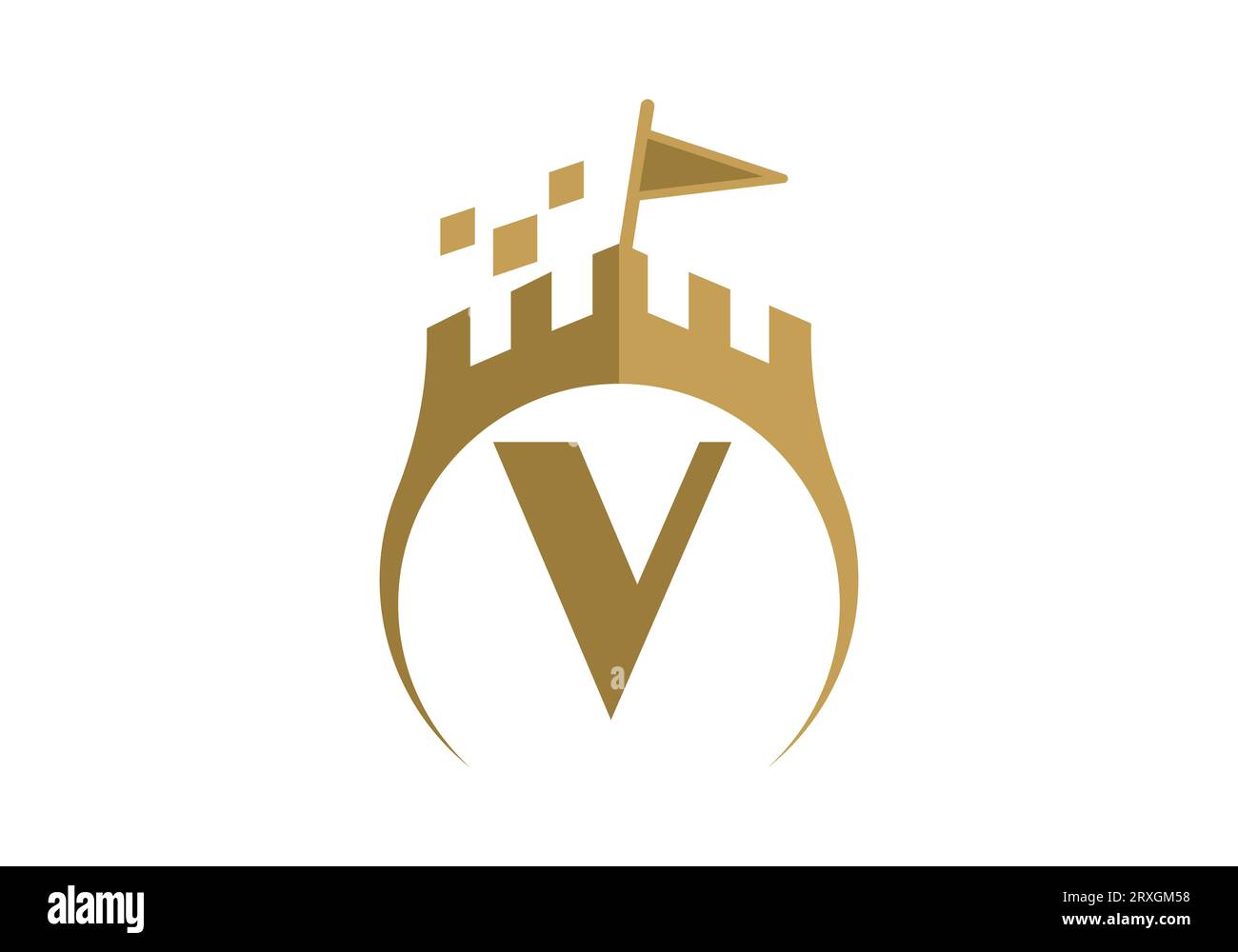 Letter V Castle Modern Logo Design Vector illustration template ...