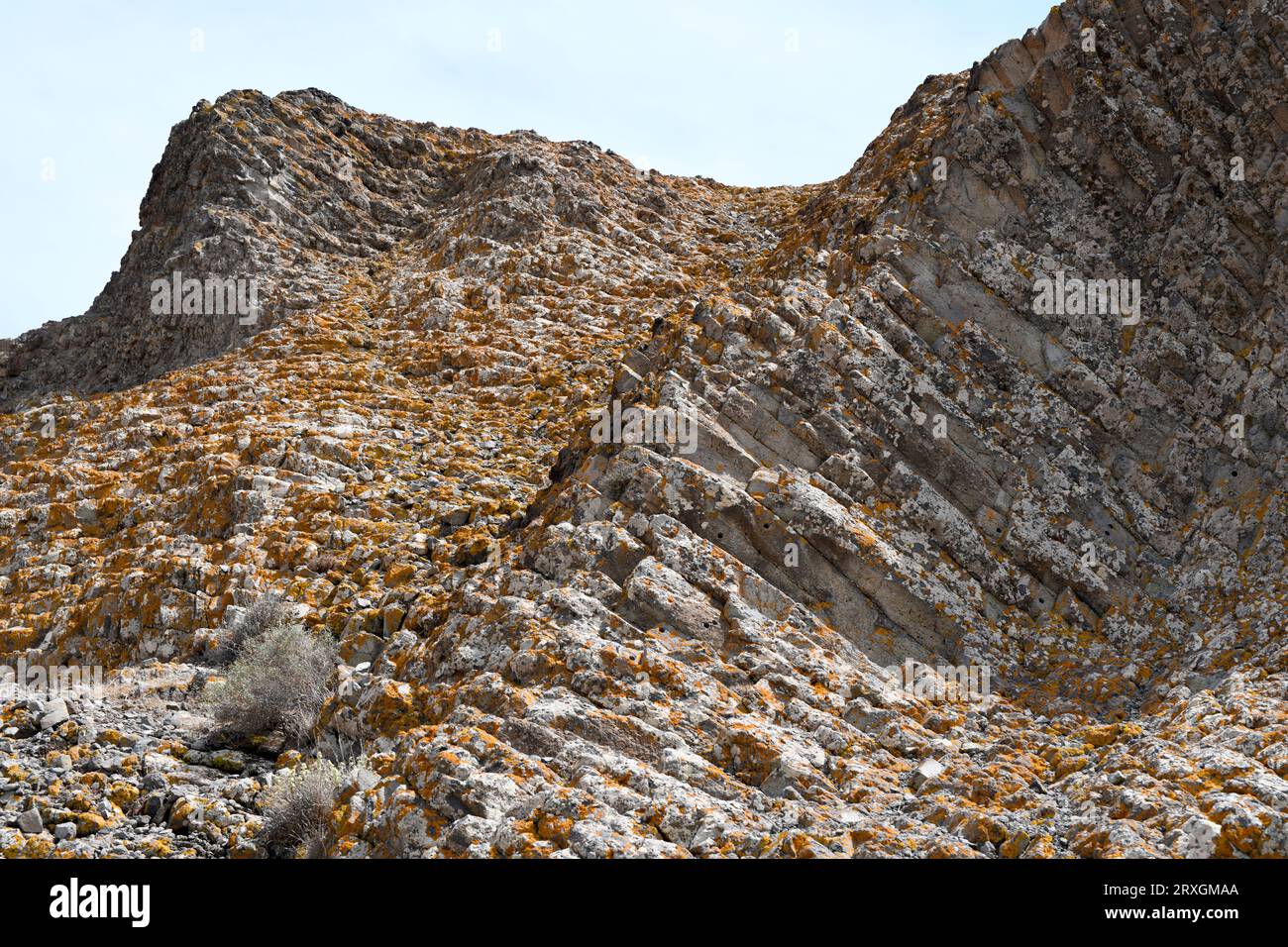 Andesite dome with columnar disjunction. Cabo de Gata Geopark, Almeria ...