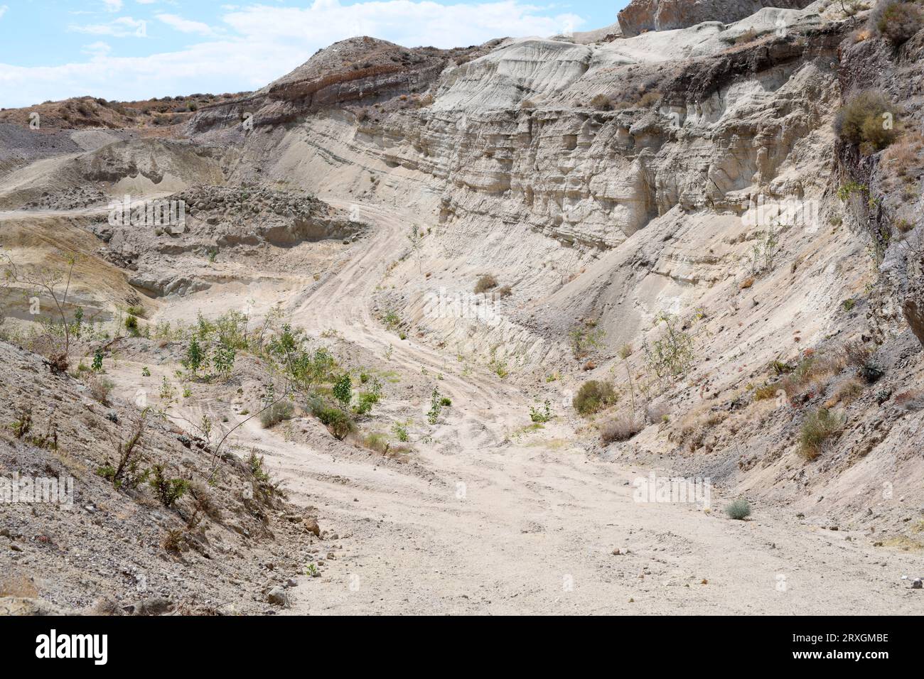 Open pit mine of bentonite. Cabo de Gata Geopark, Almeria, Andalusia ...