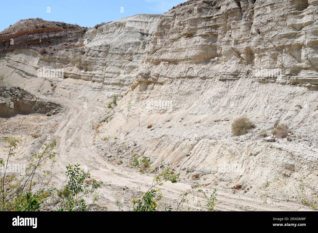 Open pit mine of bentonite. Cabo de Gata Geopark, Almeria, Andalusia ...