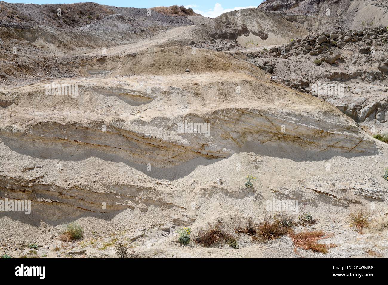 Open pit mine of bentonite. Cabo de Gata Geopark, Almeria, Andalusia ...
