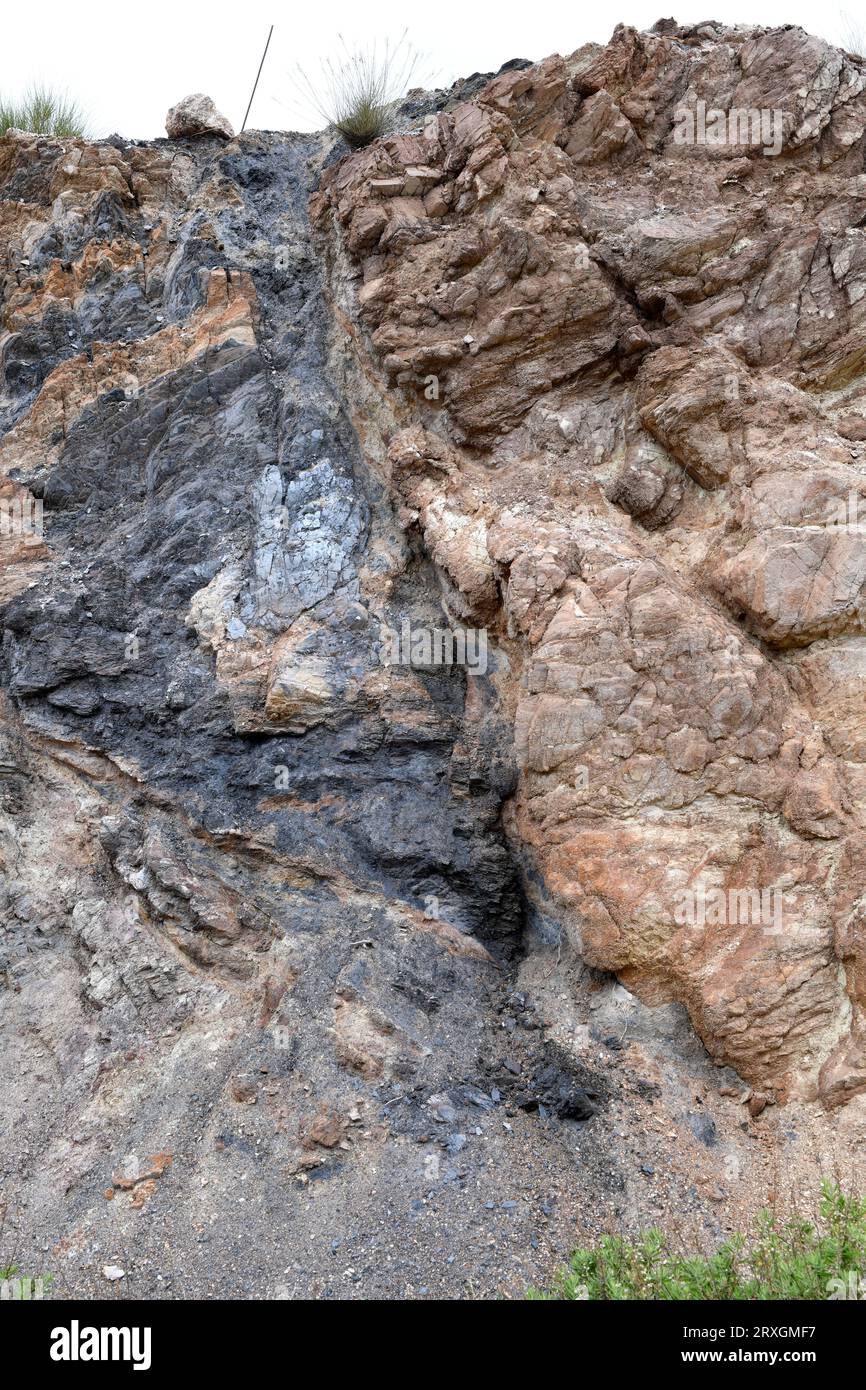 Dacite dyke with faults. Cabo de Gata Geopark, Almeria, Andalusia ...
