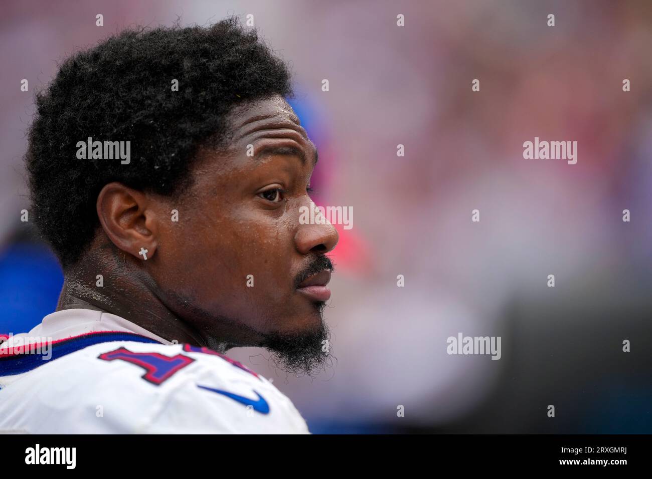 Buffalo Bills wide receiver Stefon Diggs (14) on the sideline during an ...