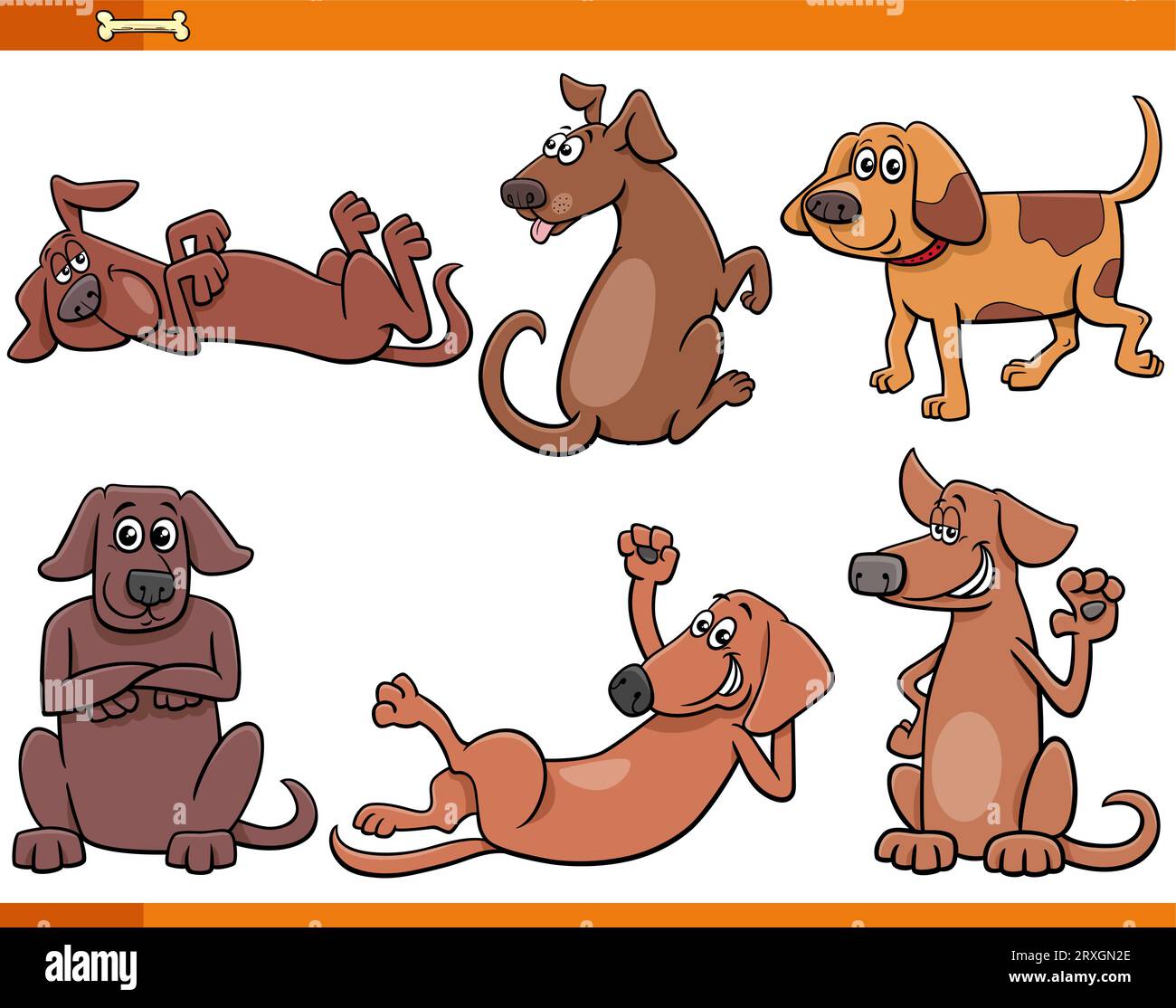 Cartoon illustration of happy dogs and puppies comic animal characters ...