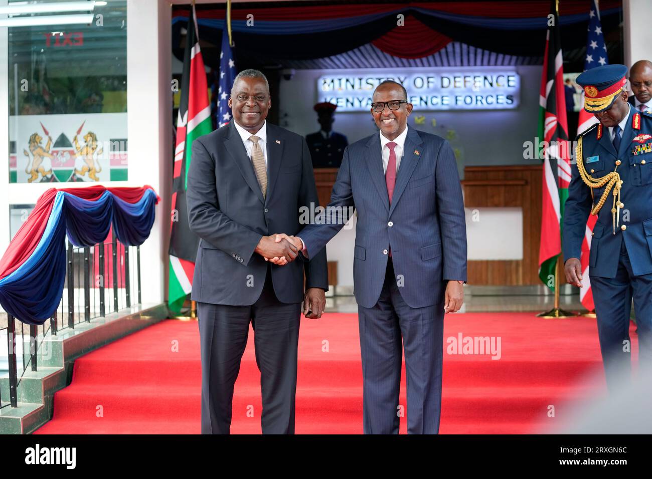 US Secretary of Defense Lloyd J. Austin, left and Kenya Cabinet ...