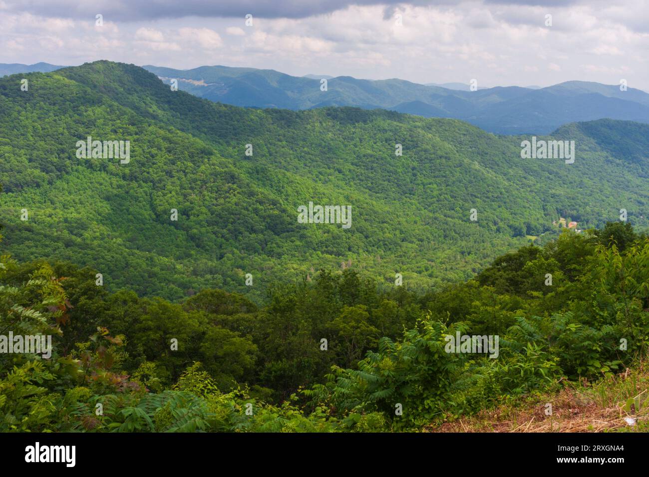 View from Blue Ridge Parkway scenic highway just south of Cherokee, NC ...
