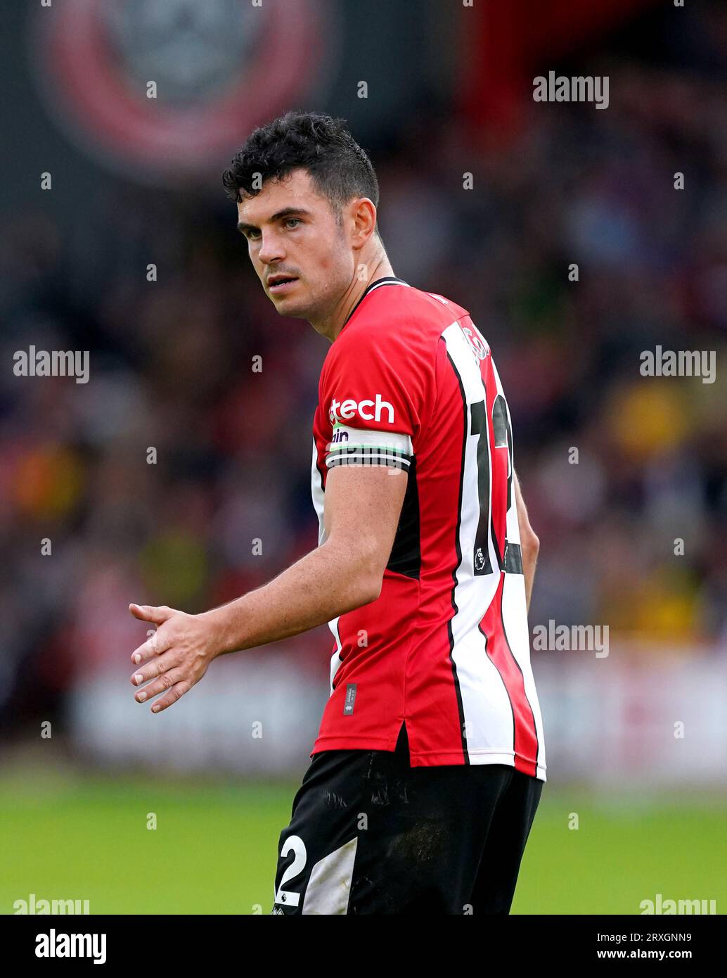 Sheffield United's John Egan during the Premier League match at Bramall ...