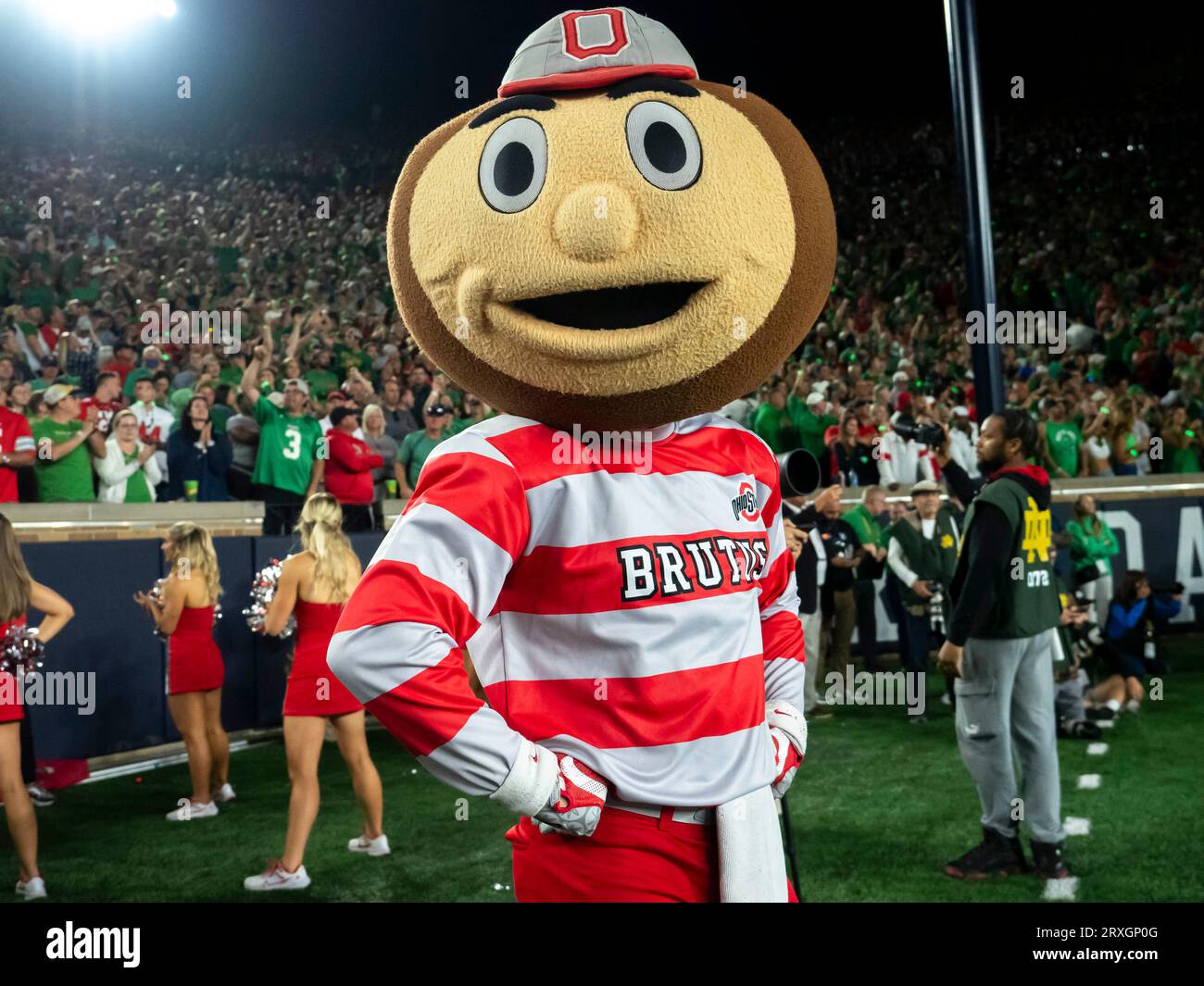 SOUTH BEND, IN - SEPTEMBER 23: The Ohio State Buckeyes mascot Brutus ...