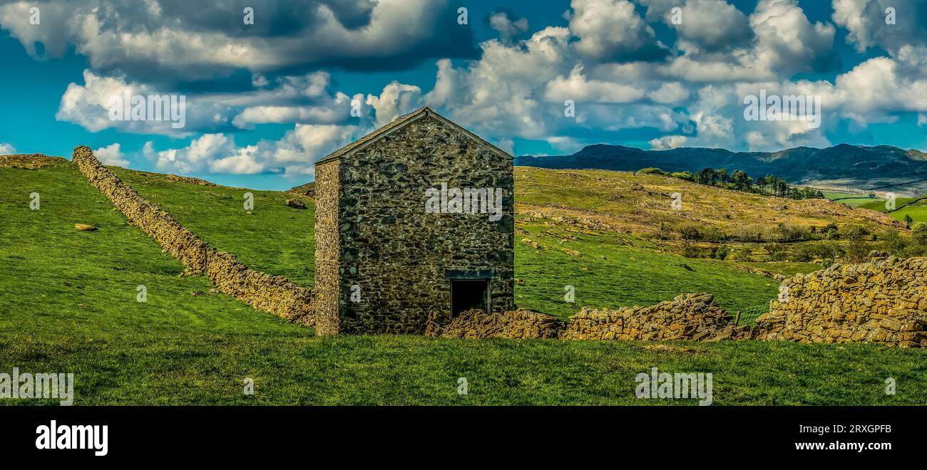 Dry Stone wall, Sheep Farming, Lake District National Park, UK Stock ...