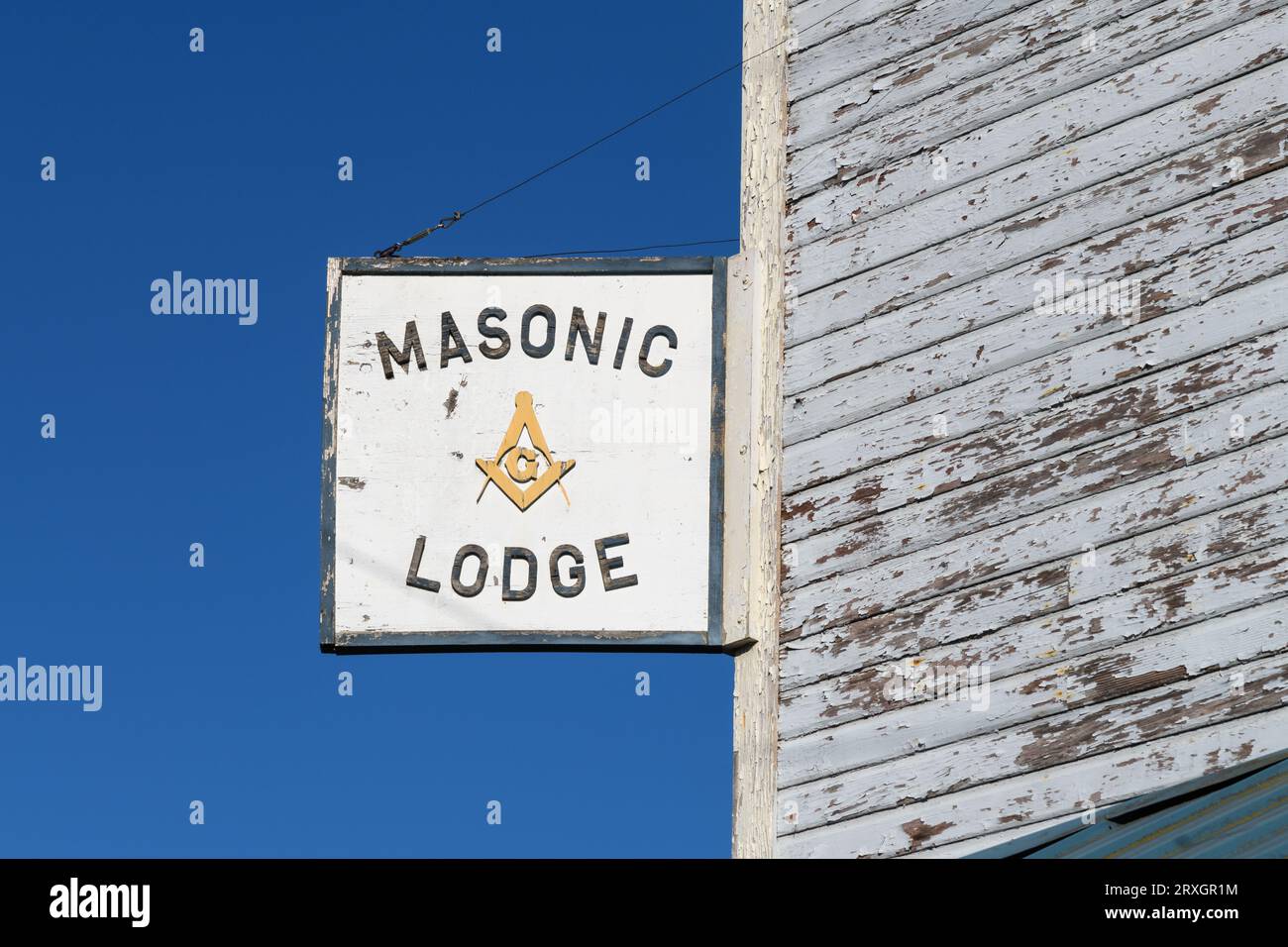 Fall City, WA, USA - September 21, 2023; Masonic lodge sign and ...