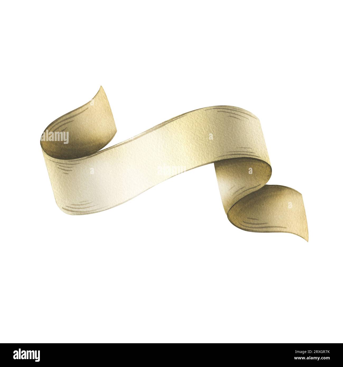 Paper ribbon banner beige color. Hand drawn watercolor illustration ...