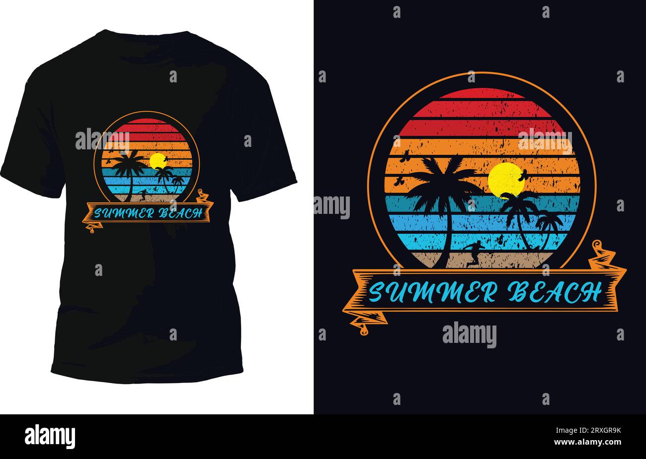 Sunset beach ocean summer Stock Vector Images - Alamy