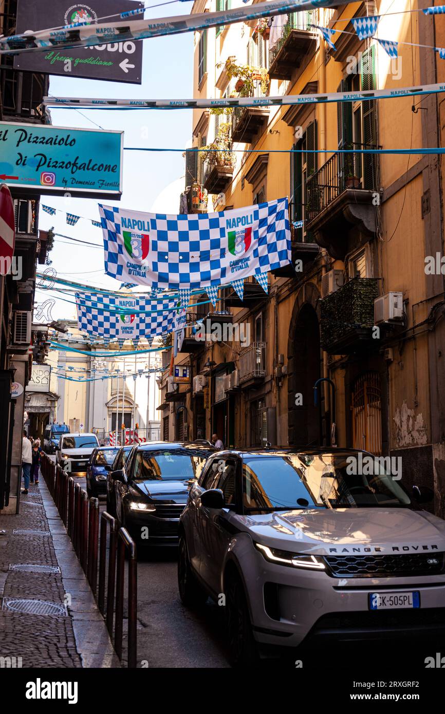 Naples, Italy - June 16, 2023: Naples champions of Italy, Blue and ...