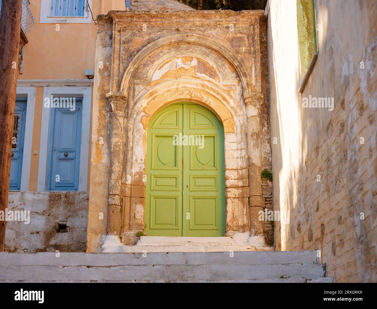 Cute details of windows, doors, balconies from old house in Simi island ...