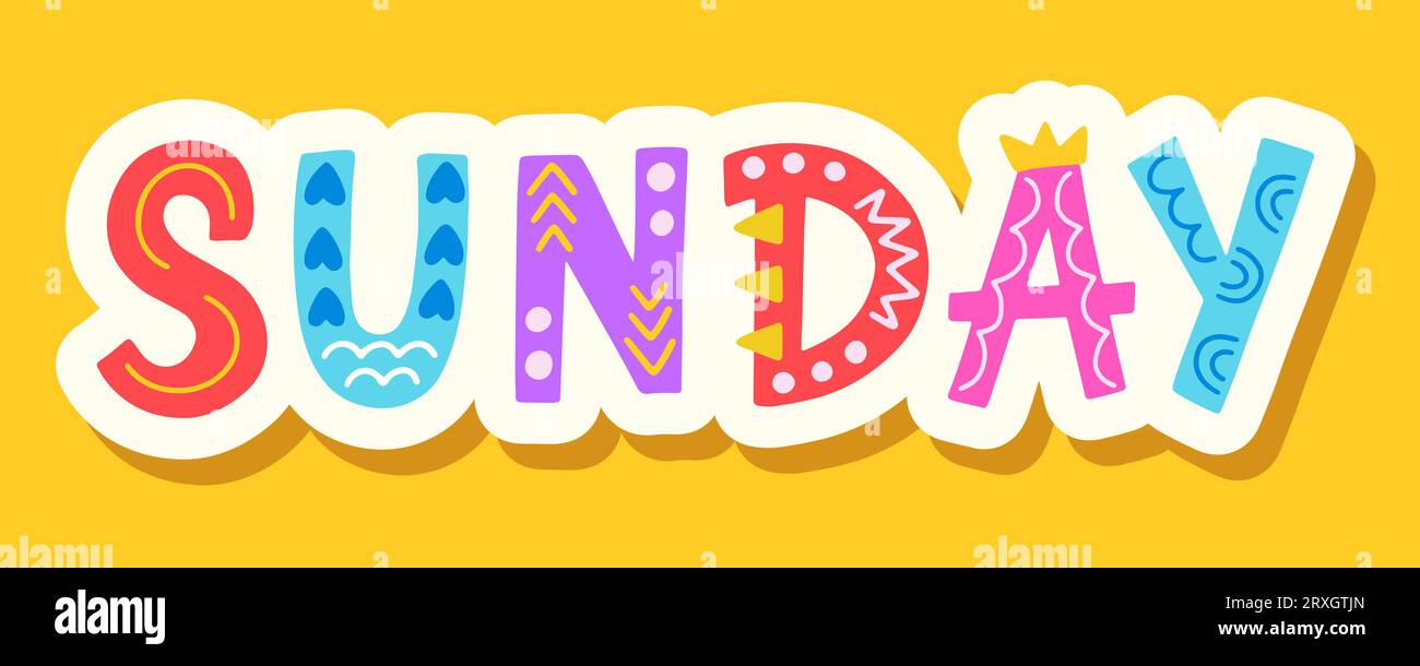 Word sunday colorful letters hi-res stock photography and images - Alamy