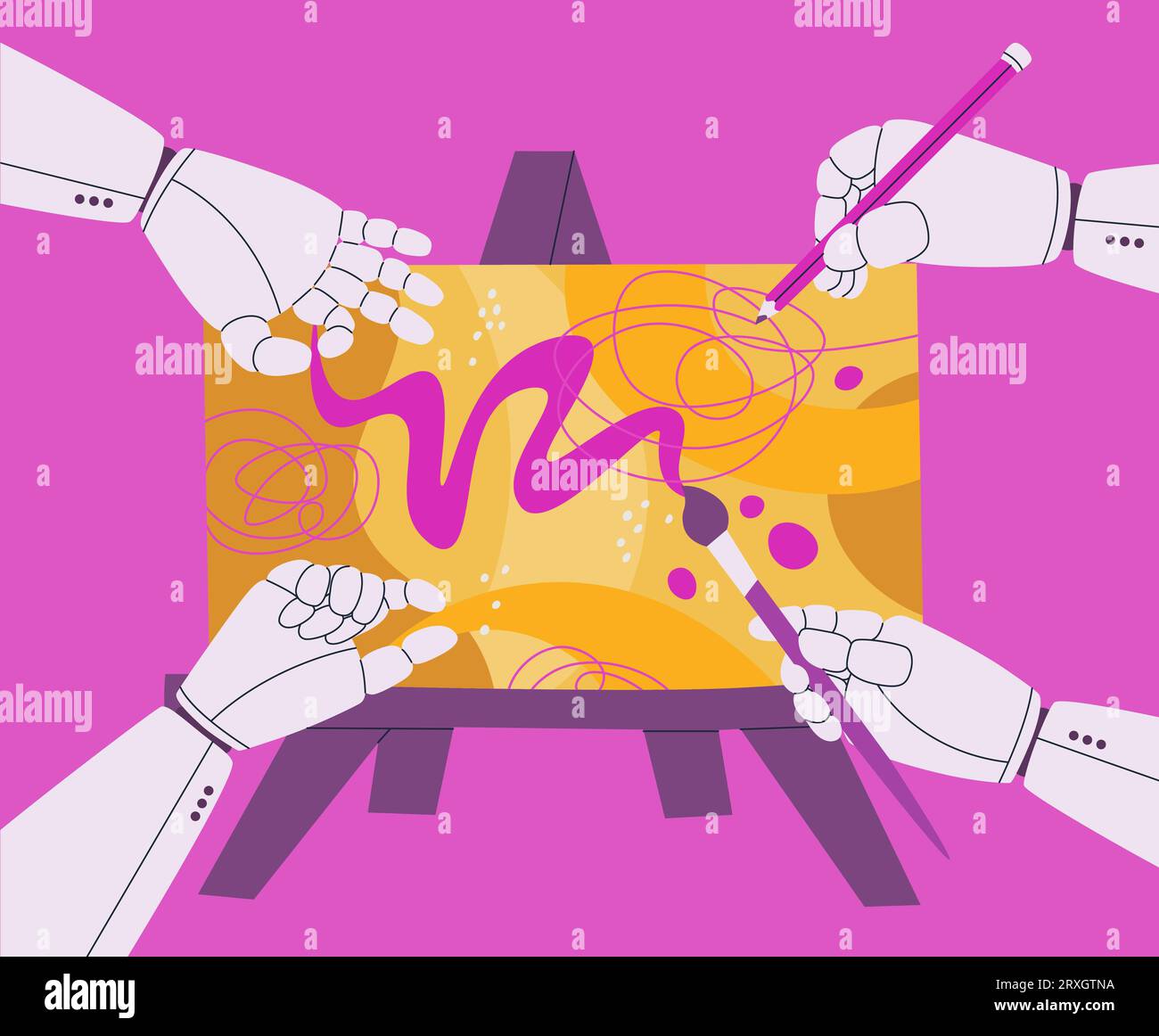 Artificial intelligence creates a picture based on a given request ...