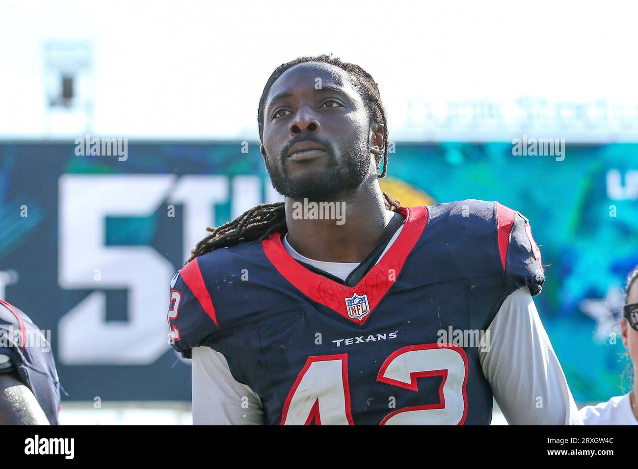 Houston Texans linebacker Cory Littleton (42) walks off the field after ...