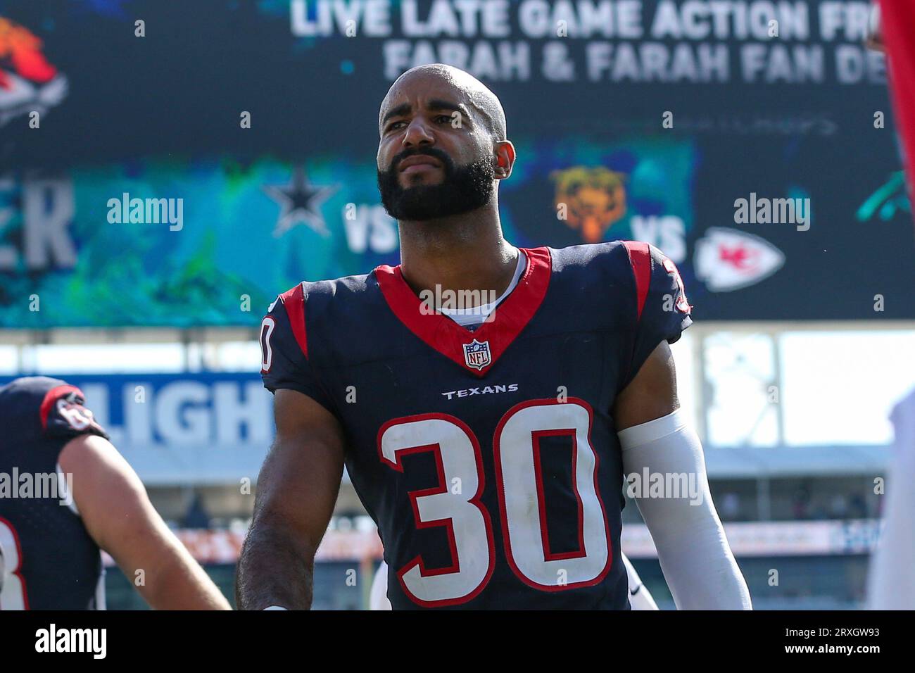 Houston Texans safety DeAndre Houston-Carson (30) walks off the field ...