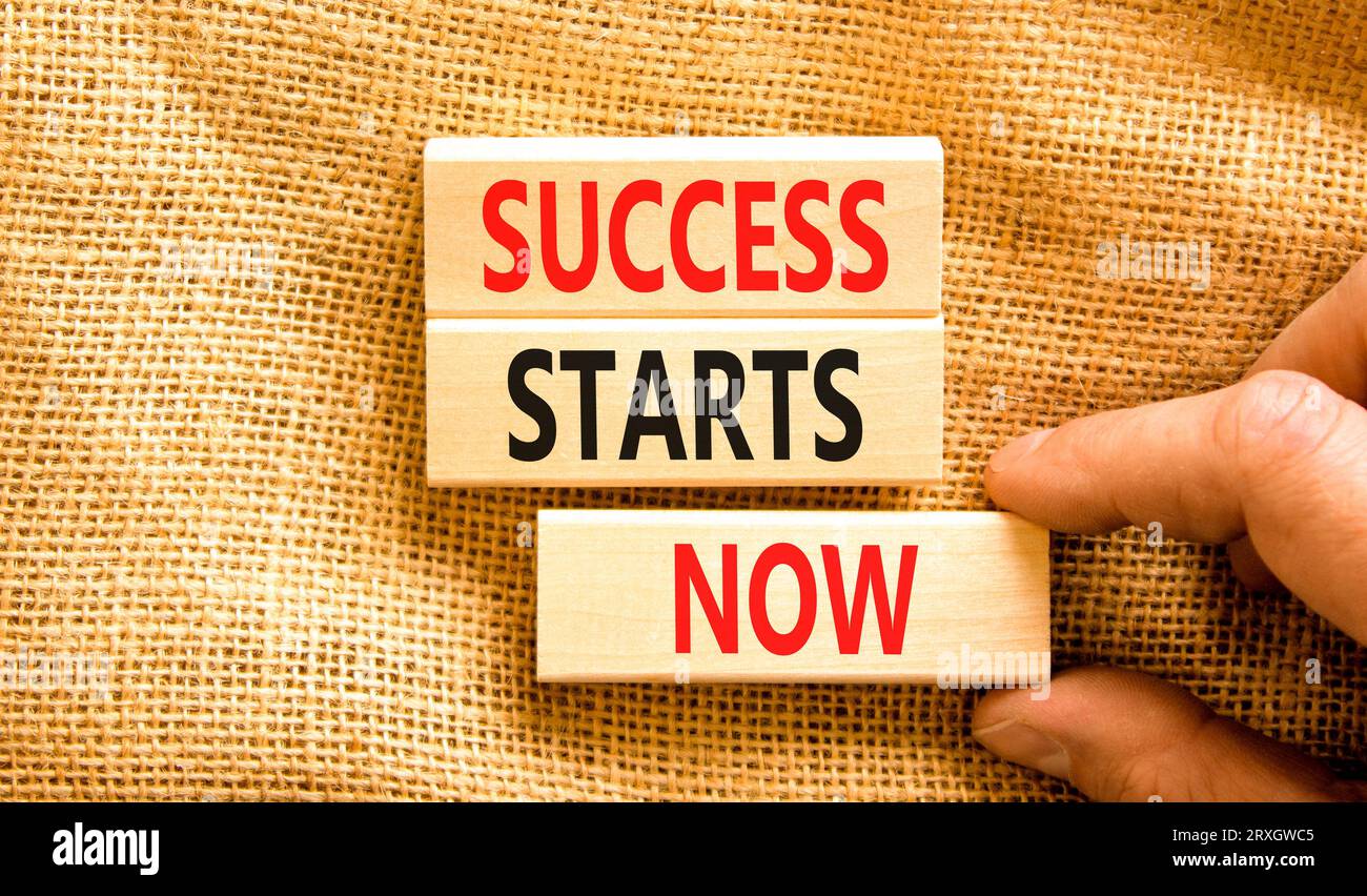 Success starts now symbol. Concept word Success starts now on beautiful ...