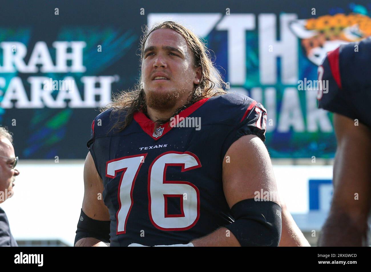 Houston Texans offensive tackle Austin Deculus (76) walks off the field ...