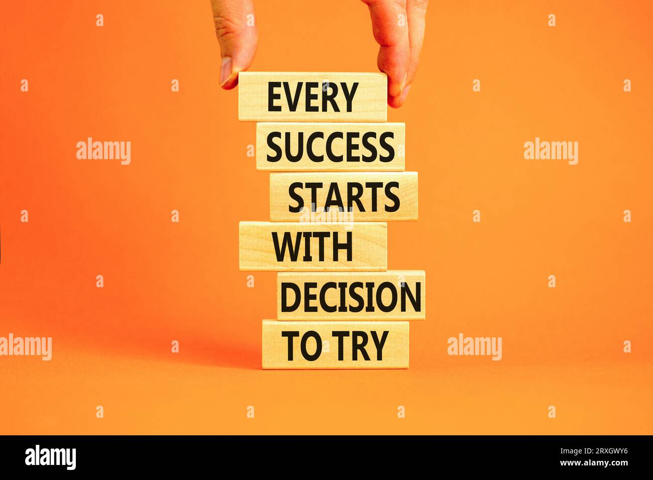 Success symbol. Concept words Every success starts with decision to try ...