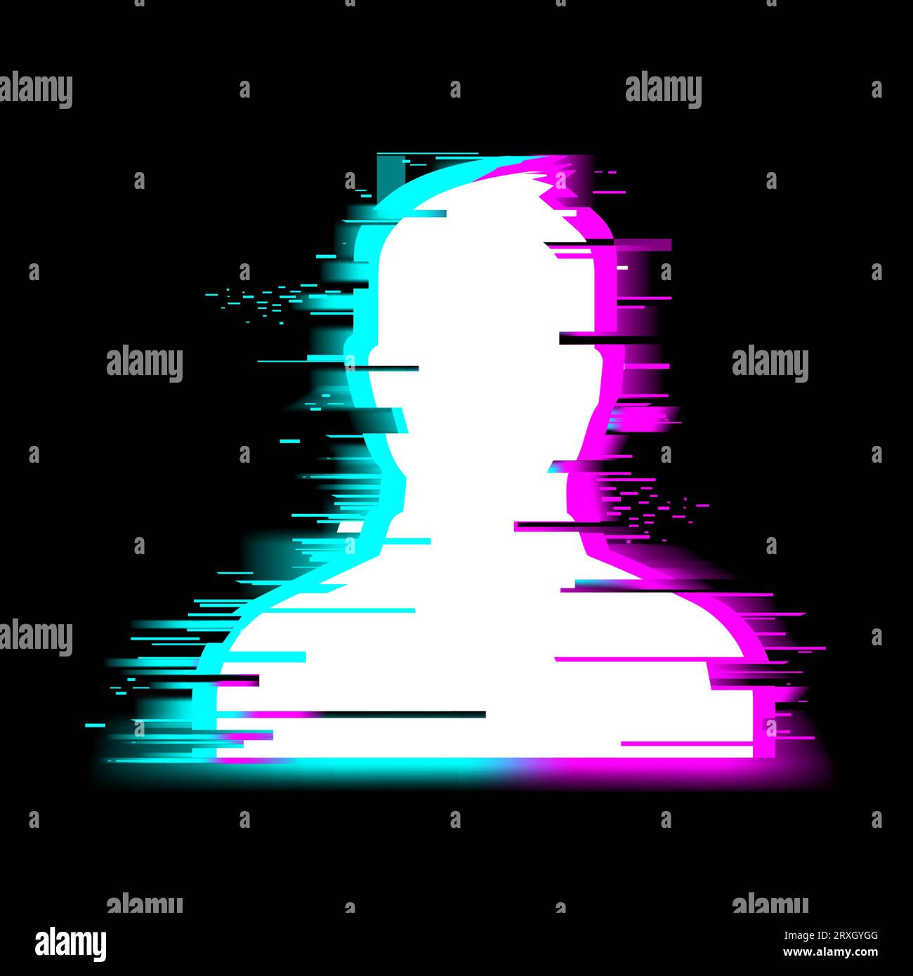 Human Man Head With Glitch Face Anonymous Vector Icon Incognito Sign Privacy Concept Gamer