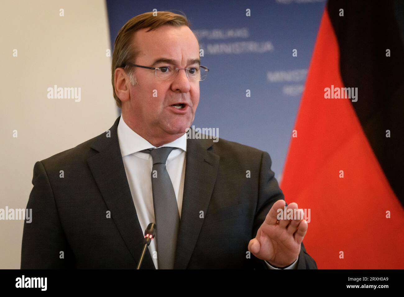 RIGA, Latvia. 25th Sep, 2023. Boris Pistorius (at photo), Minister of ...