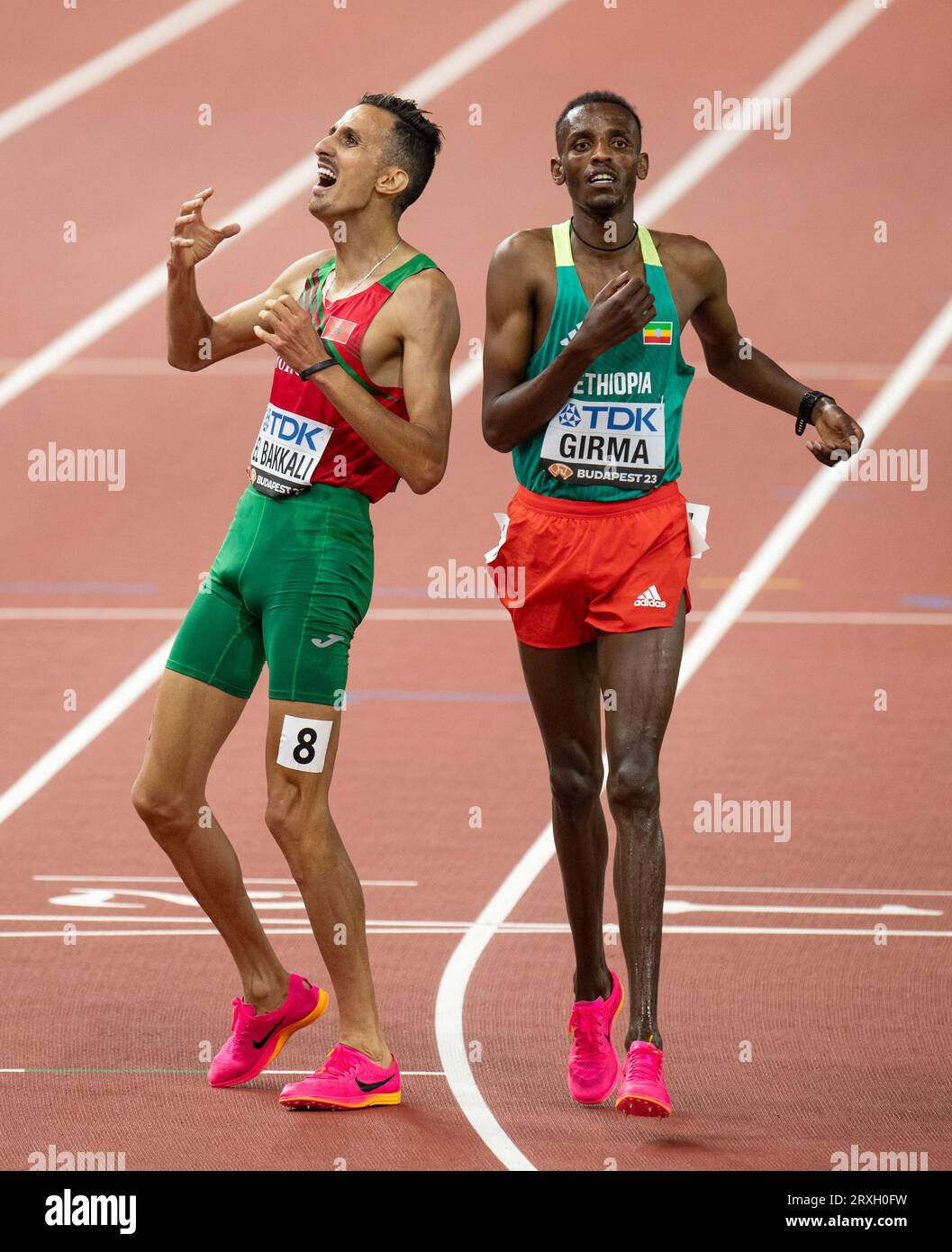 Soufiane El Bakkali of Morocco celebrate’s after winning the 3000m ...