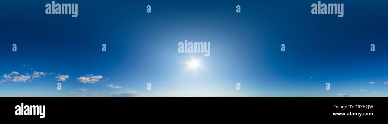 8K 360 VR 2:1 equirectangular afternoon blue sky with clouds background ...