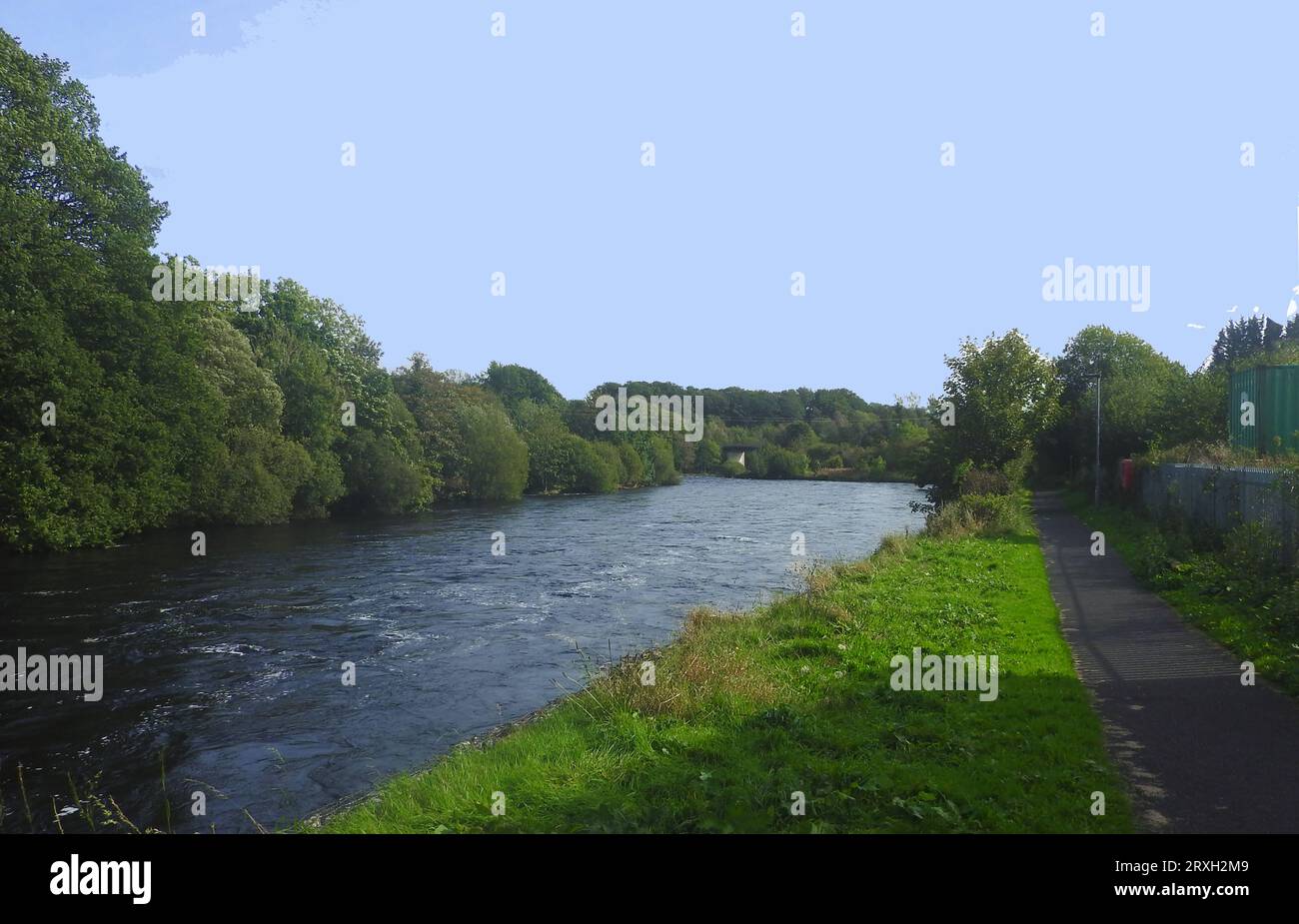 Riverside footpath , River Cree at Newton Stewart, Scotland Stock Photo ...