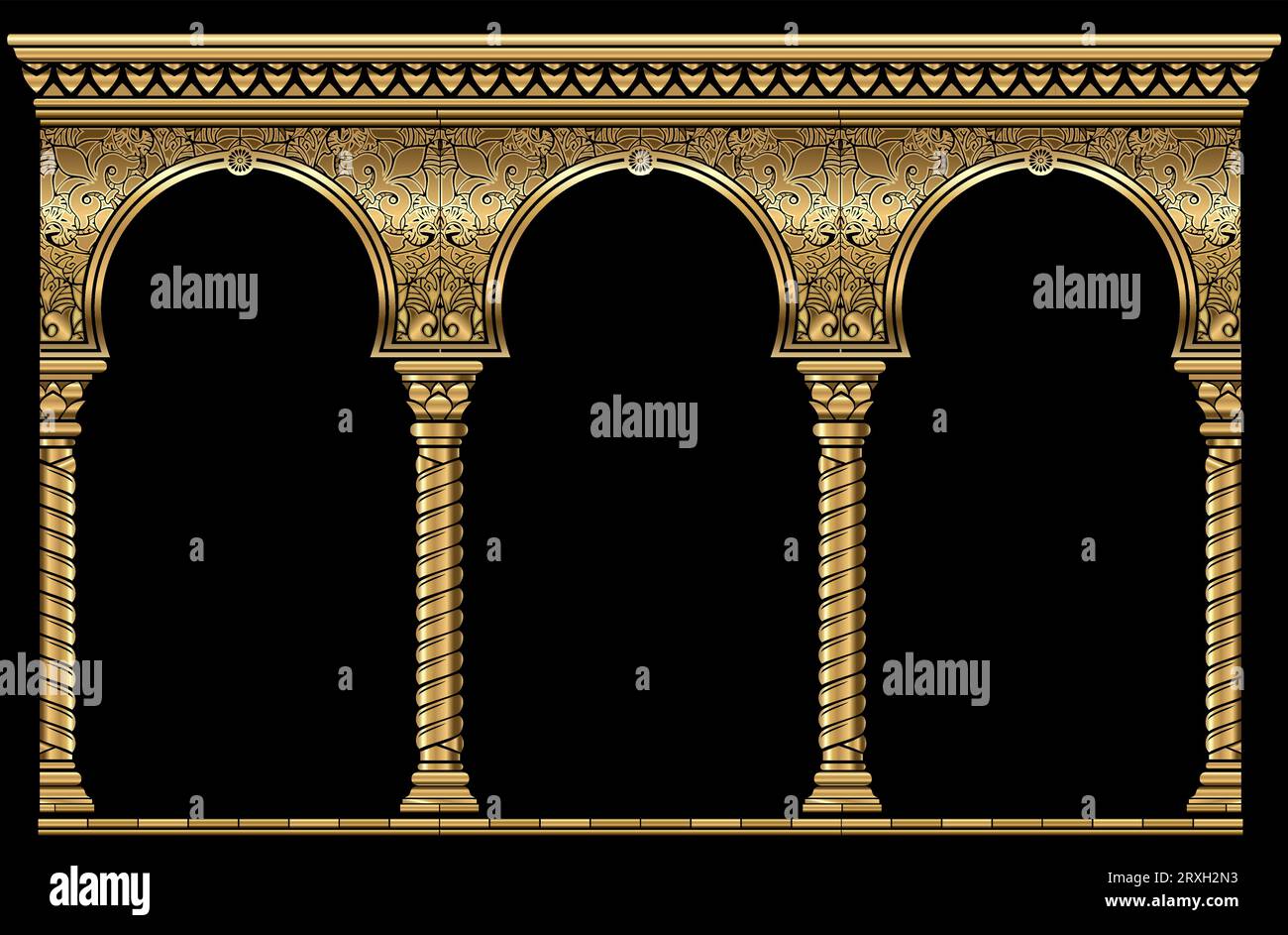 Cover postcard golden oriental vintage arch frame Stock Vector Image ...