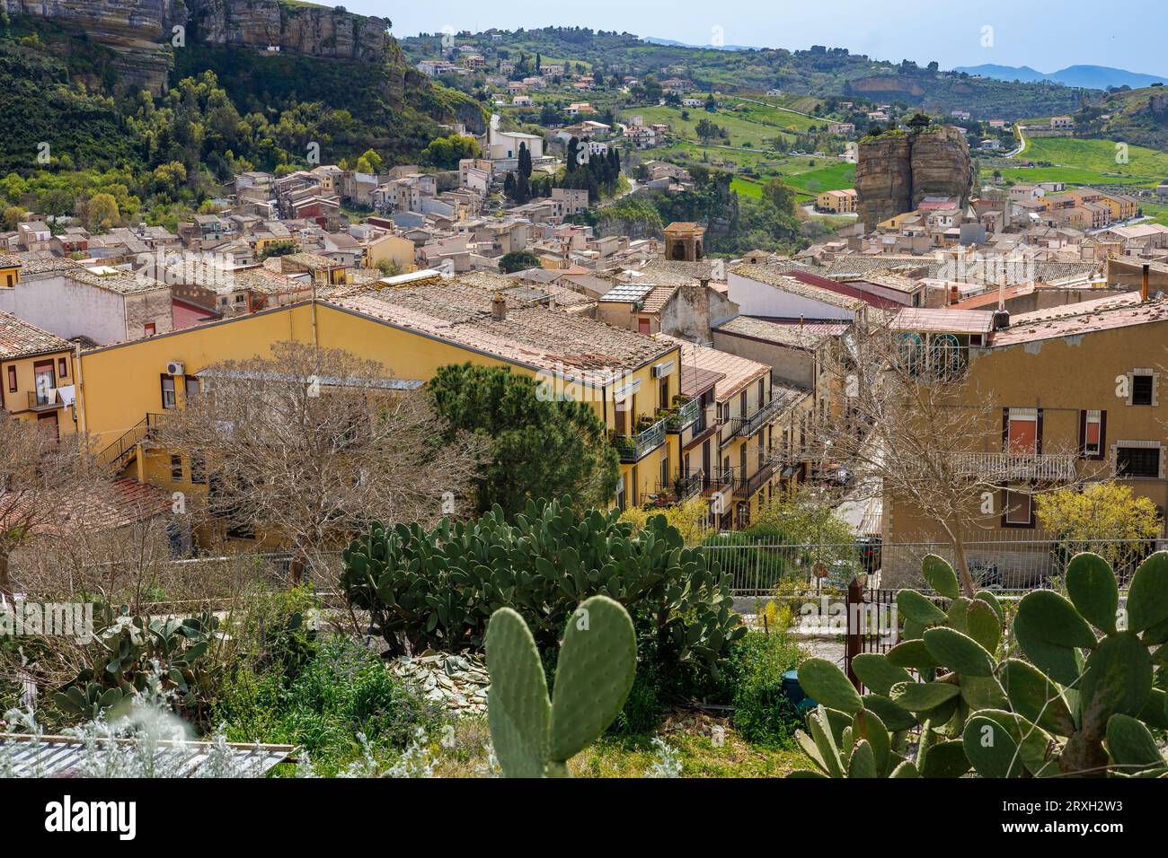 The rooftops of Corleone on the island of Sicily , Italy Stock Photo ...