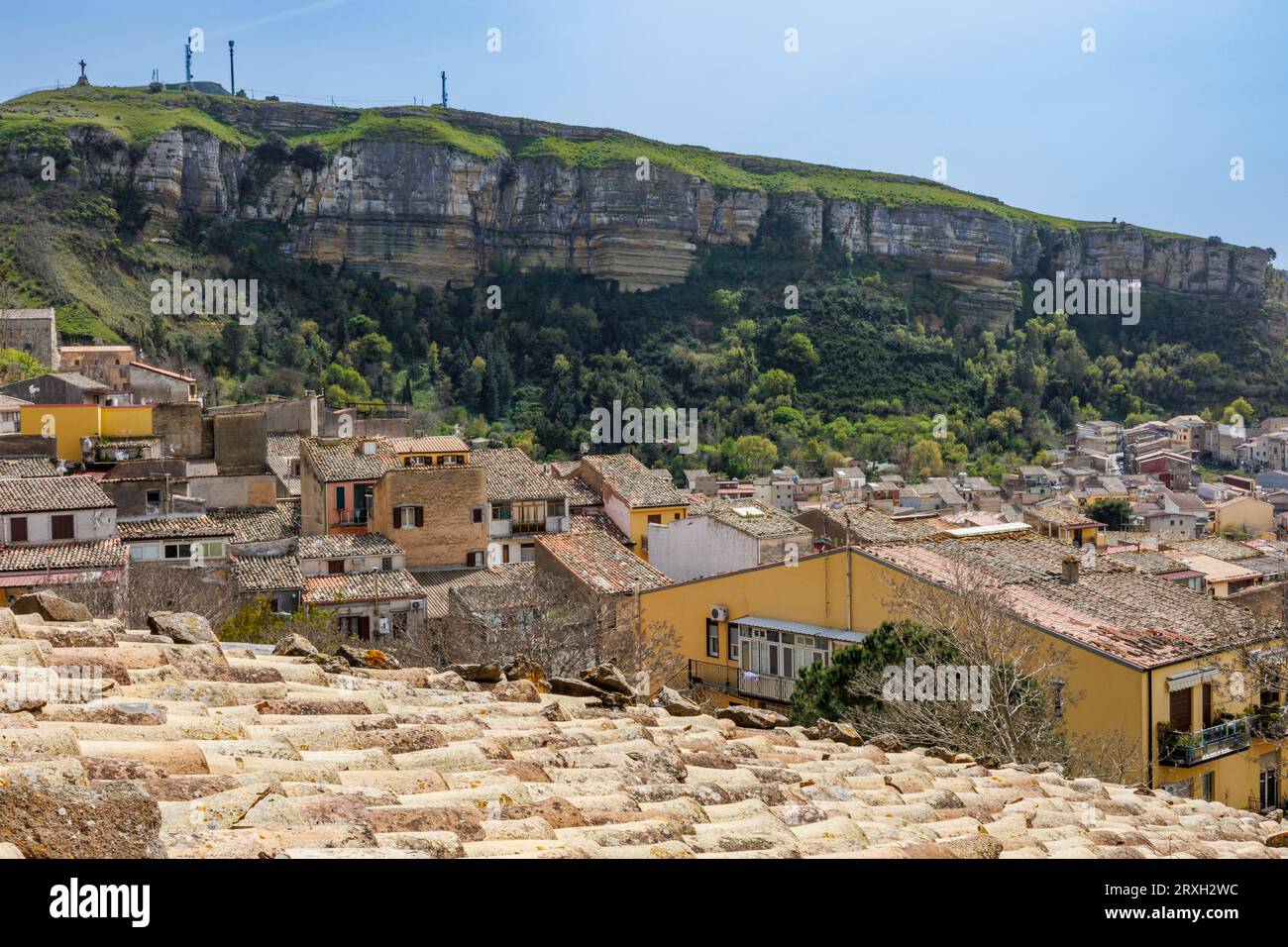 The rooftops of Corleone on the island of Sicily , Italy Stock Photo ...